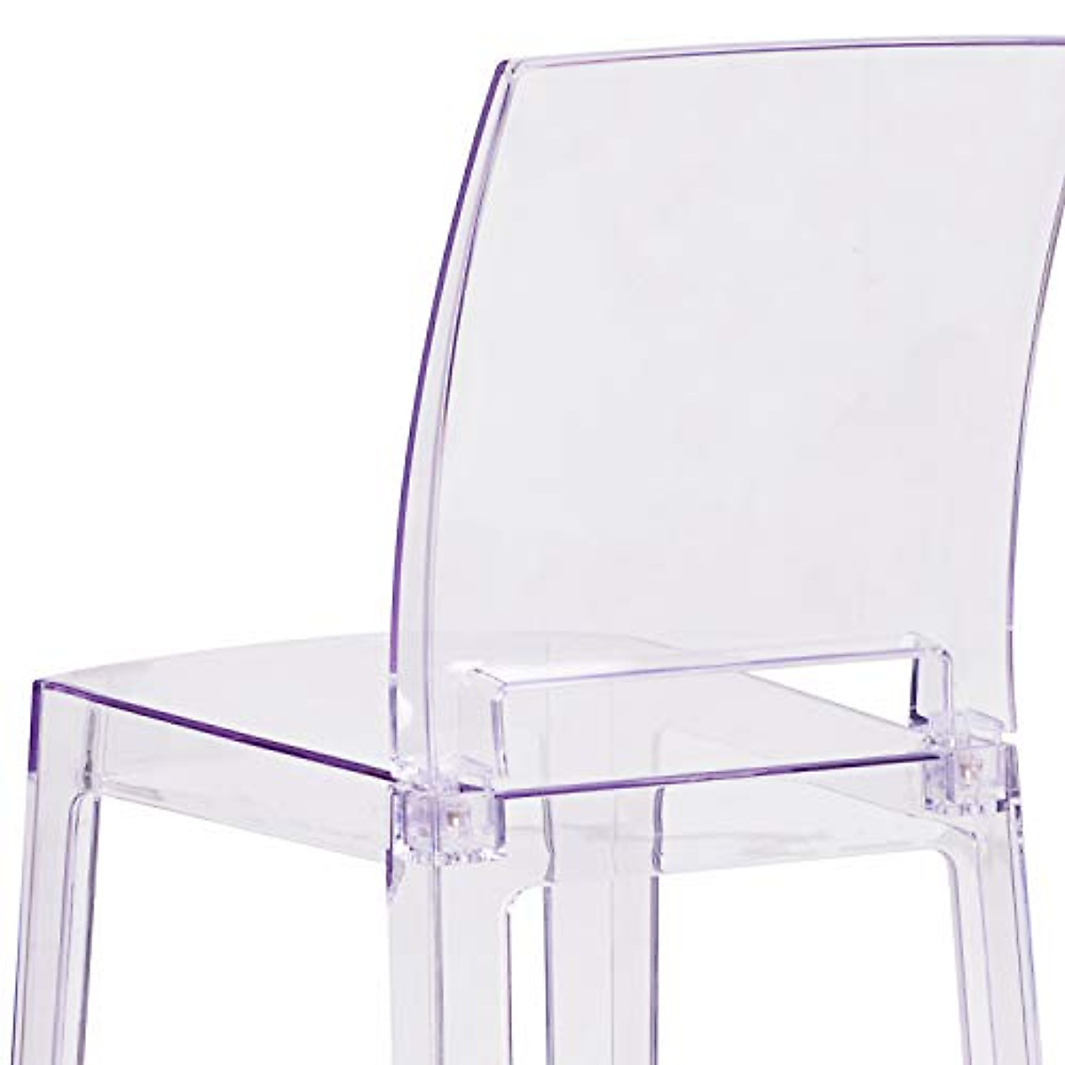 Flash Furniture 4 Pack Ghost Barstool with Square Back in Transparent Crystal