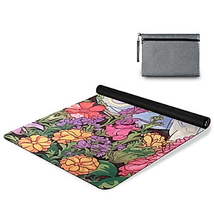 GOODOLD Unicorn Yoga Mat, 71 x 26 Inch Non-slip Yoga Mats Folding Travel Exercise Mat Indoor Outdoor Gym Pilates with Storage Bag for Women Men