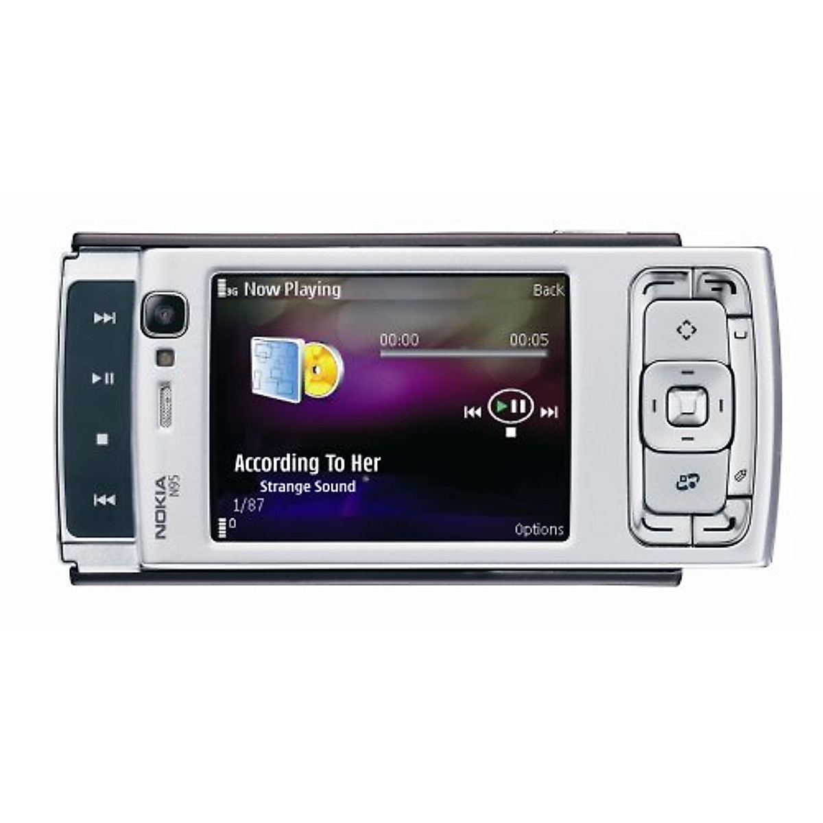 Nokia N95 Unlocked Cell Phone with 5 MP Camera, International 3G, Wi-Fi, GPS, MP3/Video Player, MicroSD Slot--International Version with Warranty (Silver/Plum)