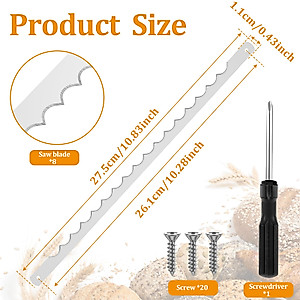 FALESOUL 8Pcs Bread Bow Knife Blades Stainless Steel Replacement Blade Bread Blade with Screws Rustproof Bread Slicer Bread Cutting Tool for Wooden Bread Cutter