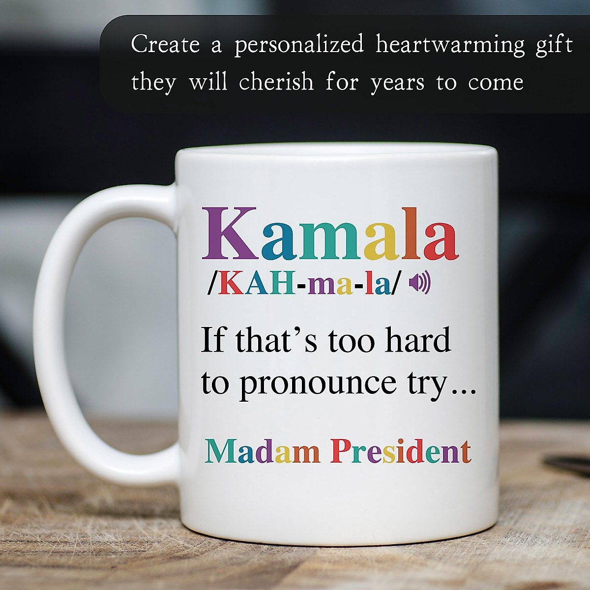 MyCozyCups Kamala Harris Definition 11oz Coffee Mug, Cat Ladies for Kamala 2024 Cup, First Female Madam President Gift for Women Equal Rights Liberal Democrat, Comma La Mug