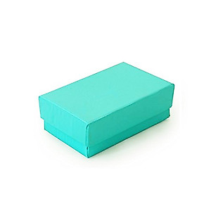 TheDisplayGuys - 100-Pack #21 Cotton Filled Cardboard Paper Jewelry Box Gift Case - Teal Green (2 5/8" x 1 5/8" x 1")