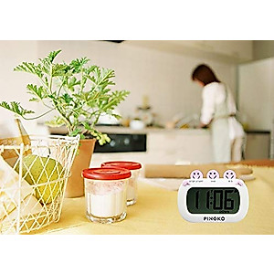 PINGKO Digital Kitchen Timer Fashion Design Clock Cooking Timer with Big Digits,Large LCD Display, Loud Alarm, Magnetic Backing Stand,Battery Included-Pink