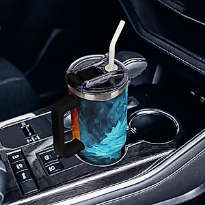 FJWKLRBV Fire Vs Ice Art 40 Oz Water Bottle, Stainless Steel Tumbler with Handle And Straw, Extra Large Insulated Tumbler, Flip Straw Tumblers for Sports, Work, Car, Travel And Weekends