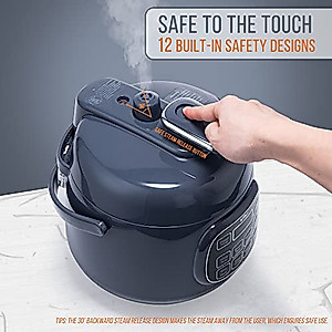 Bear Rice Cooker 3 Cups (Uncooked), Fast Electric Pressure Cooker, Portable Multi Cooker with 10 Menu Settings for White/Brown Rice Oatmeal and More, Nonstick Inner Pot