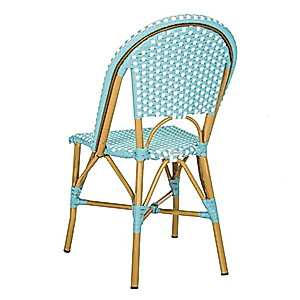 Safavieh Home Collection Hooper Indoor-Outdoor Stacking Side Chairs | Teal & White | Set of 2
