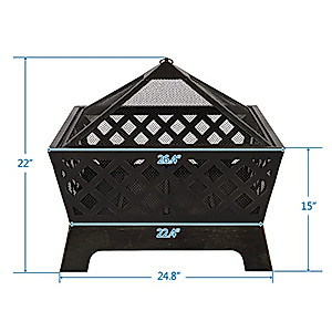 Fire Pits for Outside Firepit Outdoor Fireplace Wood Burning Fire Pit, 26.4 Inchs Large Portable Fire Pit with Fire Pit Screen for Outdoor Outside Camping Patio Garden Backyard, Bronze