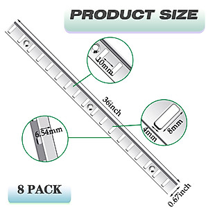 Adjustable Shelf Bracket 36 inch 8 Pack Standards Shelf Pilaster Strips Rail Rack Steel Mortise Supports for Wall Bookcases Shelving System Cabinet Closet Organization