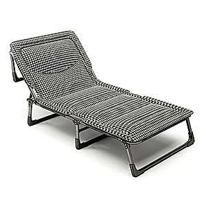 ABaippj Portable Folding Camping Bed Reclining Lounge Beach Garden Patio Recliner Chair Adjustable Bedchair with Pillow for Garden Camping Travel