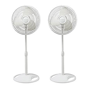 Lasko 16 Inch Oscillating Adjustable Tilting Pedestal Stand Fan, White (2 Pack) (2520 X 2)