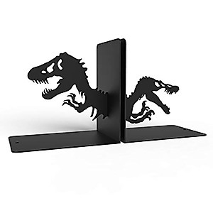 Dinosaur Bookends, Bookends for Shelves, Book Ends for Office, Modern Bookends for Desk and Bookshelves, Metal bookends, Heavy Duty Metal Black Bookend Support, Creative Book Ends.