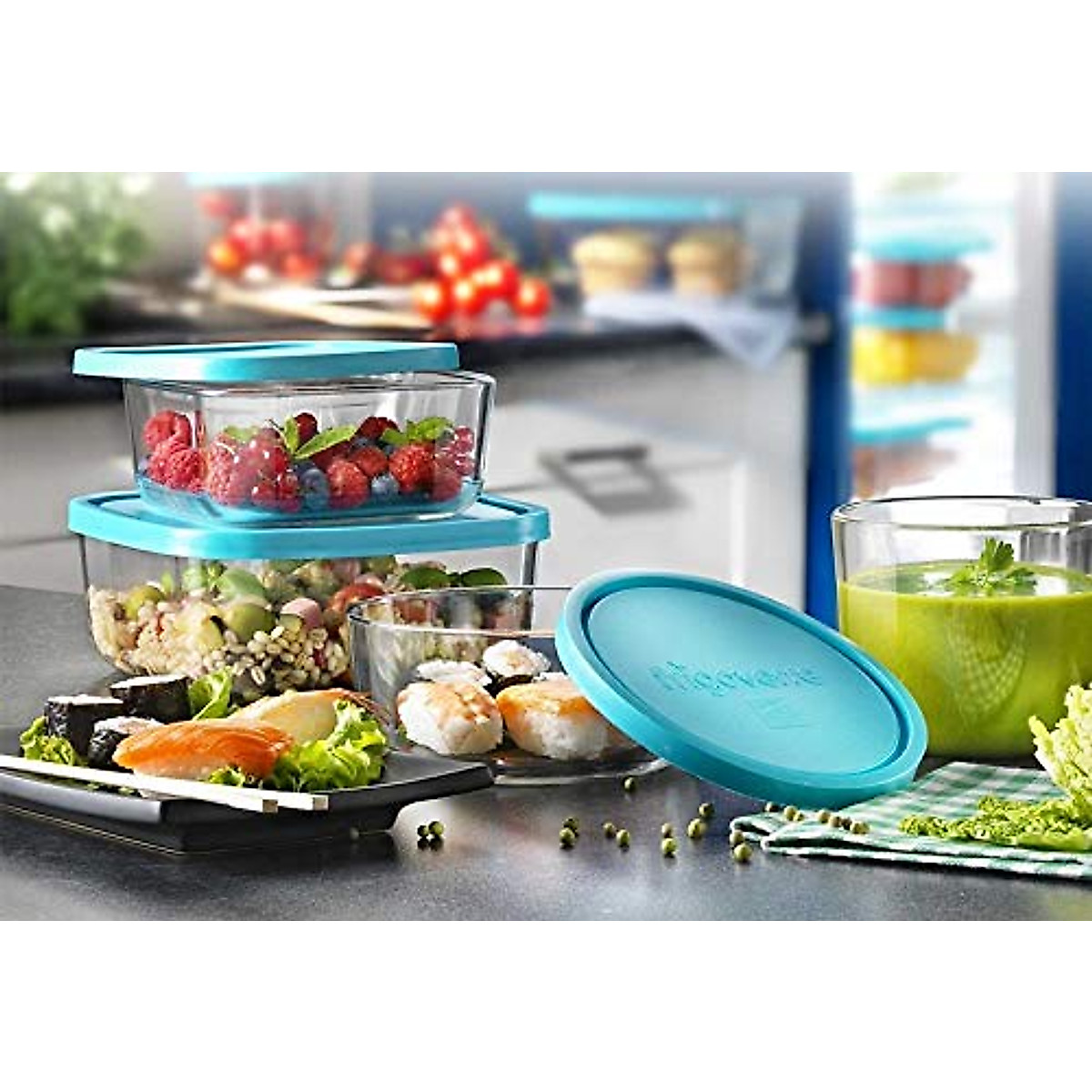 Bormioli Rocco Frigoverre Set of 5 Glass Food Storage Container Transparent 388840-SK5 Transparent
