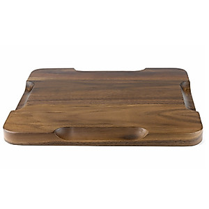 Rustic Walnut Wooden Tray Solid Wood Serving Tray Square Rectangle Platter Tea Tray Coffee Table Tray (Large Square with Grooves（11x11x1inch）)