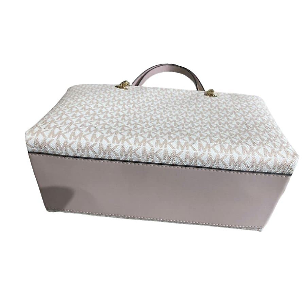 Michael Kors Jet Set Item Medium Front Pocket Chain Tote Bag Purse (Optic White/Rose Gold)