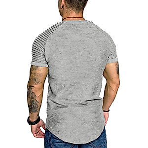 COOFANDY Mens Muscle Gym T-Shirts Fashion Hip Hop Shirt Light Grey L
