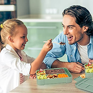 Vensp Bentobox,Kid Lunch Box, Bento Box Adult Lunch Box,Lunch Box Container for Kids/Adults/Toddler,1330ml-6 Compartments&Utensiles, Leak Proof,Microwave/Dishwasher/Refrigerator Safe(Green)