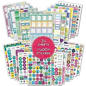 Planner Stickers for Adults - 1400+ Daily Planner Stickers and Accessories, Calendar Stickers for Adults Planner Aesthetic (24 Pack)