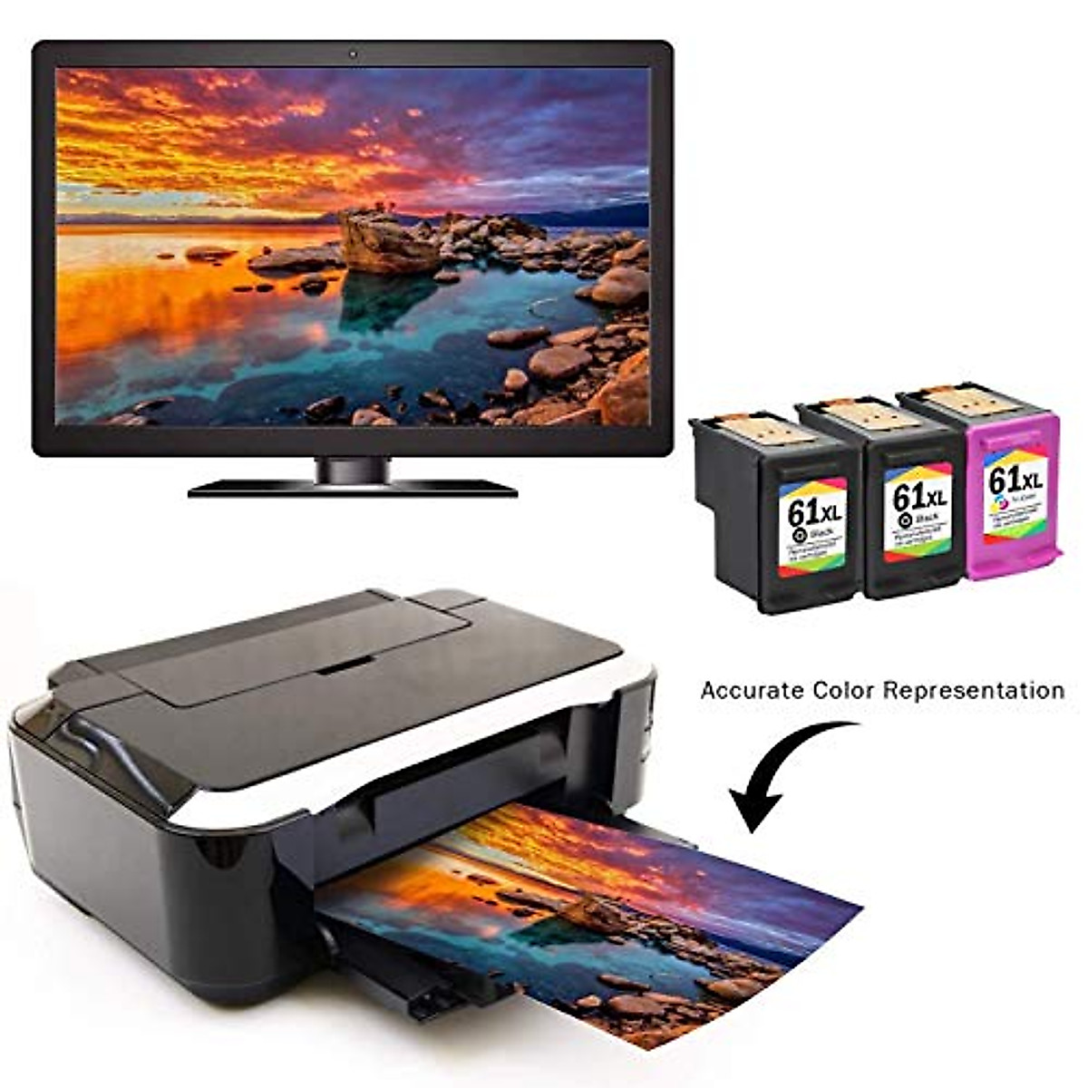 Limeink 3 Remanufactured Ink Cartridge Replacement 61XL High Yield for HP 1000 1010 1050 1055 1510 1512 2000 2050 2510 2512 2514 2540 2542 2543 2549 3000 3050 3050A 3051A 3054A Envy (2 Black, 1 Color)