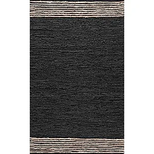 nuLOOM Hand Braided Jute Leather Kelli Area Rug, 8x10, Grey
