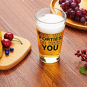 Waipfaru 40th Birthday Gift, May the Forties Be With You Beer Glass, Birthday Christmas Gifts for Men Women Turning 40, 40 Year Old Gifts for Men Women Her Him Wife Husband Friends Mom Dad, 15 Oz