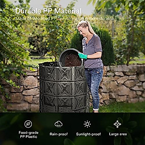 VIVOSUN Compost Bin 720L (190 Gallon), Outdoor Composter with Rainproof Cloth & X-Shaped Construction; Compost Barrel for Fast Creation of Fertile Soil