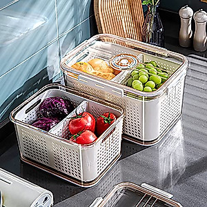 Vegetable Fruit Storage Containers for Fridge Organizer with Lid & Colander 3 Pack BPA-Free Produce Saver Containers for Lettuce Berry Stay Fresh,Lettuce Keeper for Fridge Organizers and Storage Clear