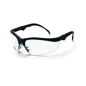 MCR Safety K3H15 Klondike Plus Magnifier Polycarbonate Dual Bi-Focal Lens Glasses with Black Frame, 1.5 Diopter Clear Lens, 1-Pair.