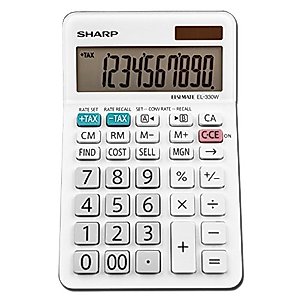Sharp EL-330WB Standard Function Basic Desktop Calculator, Large Display, For Home and Office, Dual Power, Solar and Battery