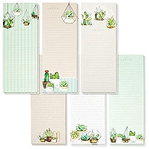 12-Pack Succulent Magnetic Notepads for Refrigerator for Grocery Shopping Lists, To Do Lists, Appointment Reminders, Daily Task Organization, Full Magnetic Back for Locker, Filing Cabinet (3.5x9 in)