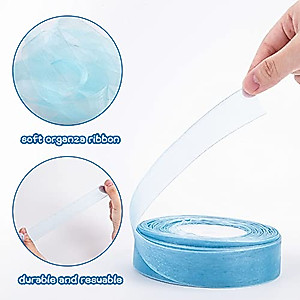 VGOODALL Blue Organza Ribbons, 6 Rolls Tulle Organza Ribbons 300Yd Sheer Chiffon Ribbons for DIY Crafts Gift Wrapping Winter Ocean Frozen Theme Decoration