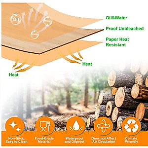 AILIFEER Disposable Air Fryer Paper Liners for Ninja DZ201 DZ401 DZ550 DZ090 AD350CO Foodi,Rectangular Non-Stick Parchment Paper,for Air Fryer Oven Microwave(brown)