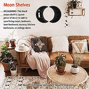 CALIDAKA 2Pcs Moon Shelves Crescent Moon Shelf Wall Mounted Wooden Crystal Moon Floating Shelves Hanging Storage Disaplay Shelf Moon Wall Decor for Living Room Bedroom Bathroom Kitchen