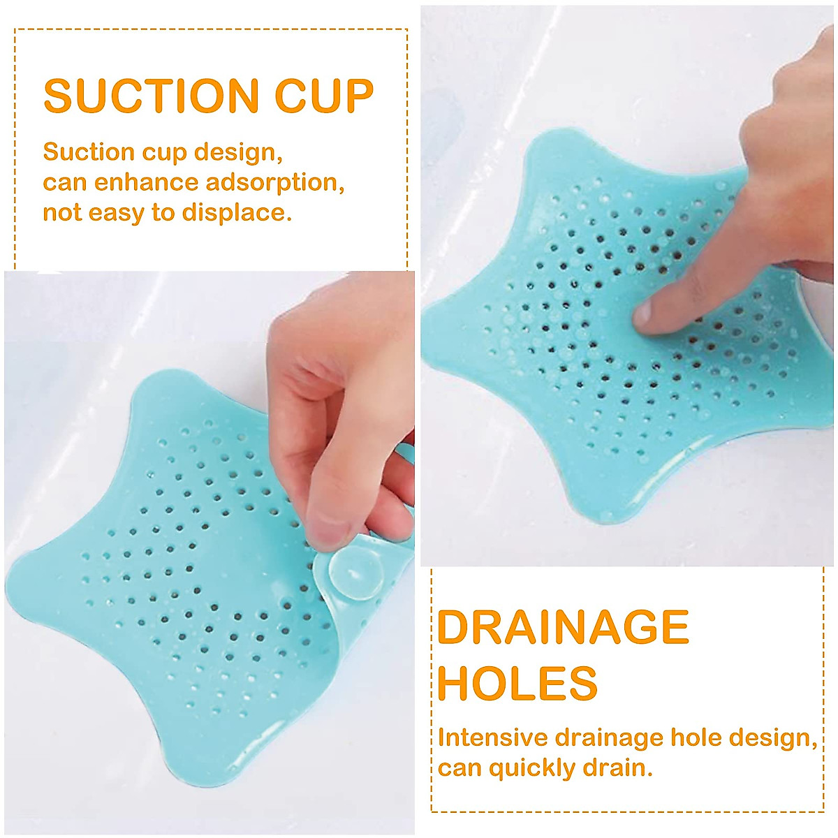 4 Pack Hair Catcher Shower Drain Hair Catcher Drain Cover Bathtub Drain Cover Silicone Hair Stopper for Shower Drain with Suction Cup, Easy to Install and Clean, Suit for Bathroom, Bathtub, Kitchen