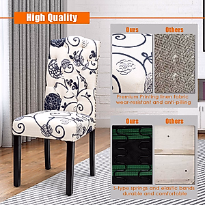 Giantex Dining Chairs Set of 4, Tufted Fabric Dining Room Chairs withe Nailedhead, Parsons Chairs with Padded Seat, Tall Backrest, Modern Upholstered Armless Dining Chairs for Kitchen, Dining Room