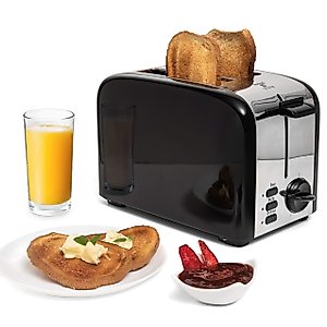 Moss & Stone 2 Slice Toaster, 1.5in Extra-Wide Slot Toaster For Bagel & Defrost with 5 Shade Settings, Bread Toaster 2 Slice With Removable Crumb Tray (black toaster)