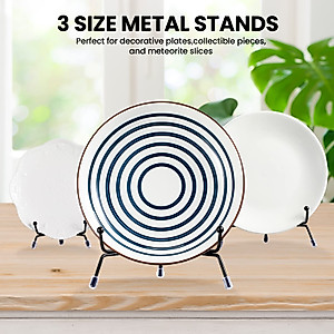 Chumia 18 Pcs Anti Slip Plate Stands for Display, Black Iron Easel Plate Holder Picture Frame Holder Stand for Display Decorative Photo Tabletop Artwork(4, 6, 8 Inch)