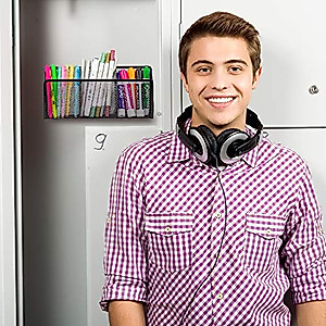 Workablez Pencil Holder for Desk, Magnetic Pen Holder for Refrigerator, Magnetic Marker Holder for Whiteboard, Magnetic Holder, Whiteboard Marker Holder - 3 Large Mesh Storage Compartments – Black