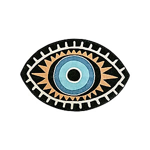 Beeiva Cute Evil Eye Area Rug 2x3 Small Washable Entryway Rug Non-Slip Door Mat Accent Throw Rugs Indoor Floor Carpet for Kitchen Bedroom Bathroom (Black/Multi, 2x3ft)