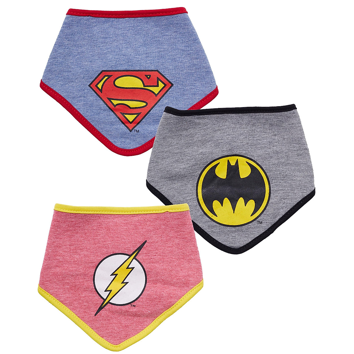 DC Comics Baby Boys Bandana Bibs Superman Batman The Flash Gift Set 3 Pack 0-12 Months