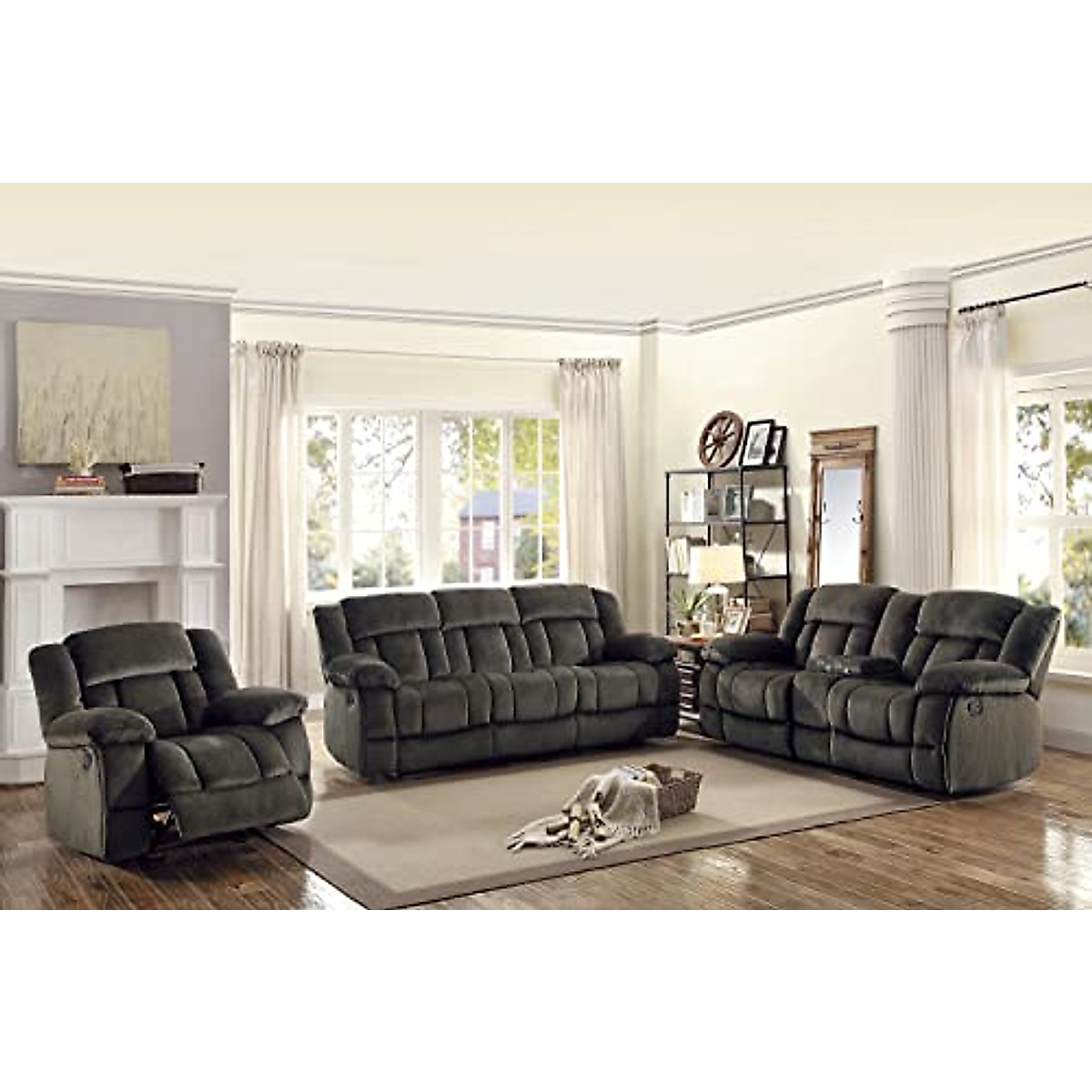Homelegance Laurelton 79" Microfiber Double Glider Reclining Loveseat, Chocolate Brown