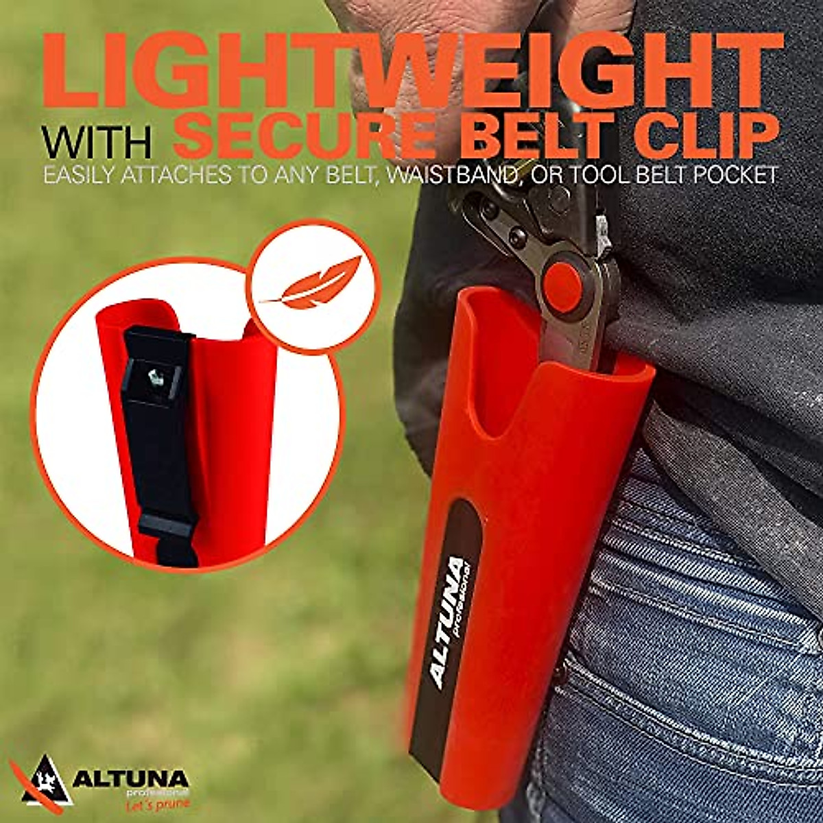 Altuna Silicon Pruner Holster and Multitool Plier Pouch with Heavy Duty Belt Clip - All Weather Waterproof Garden Tool Sheath and Flexible Holster for Hand Pruners, Pliers, Scissors, and More