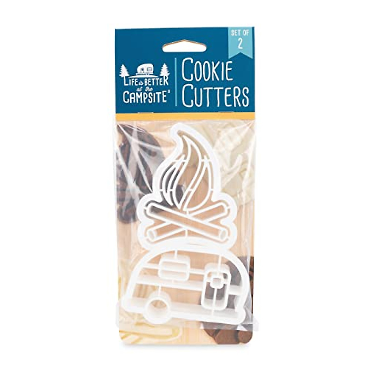 Camco 53369 Life Is Better at the Campsite Cookie Cutters - Perfect for Making Decorative Cookies - Includes (1) Campfire and (1) RV Cookie Cutter , White
