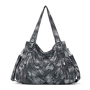 Angel Barcelo Purses and Handbags Women Fashion Tote Bag Shoulder Handbags Top Handle Satchel Hobo Purses Black Grey