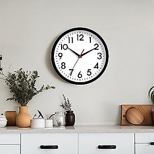 DAXSMY Wall Clock, Analog Clock Small, 10 Inch Silent Non-Ticking Wall Clocks Battery Operated Decorative for Kitchen, Office, Outdoor, Bedroom, Bathroom, Living Room, School, Classroom(Black)