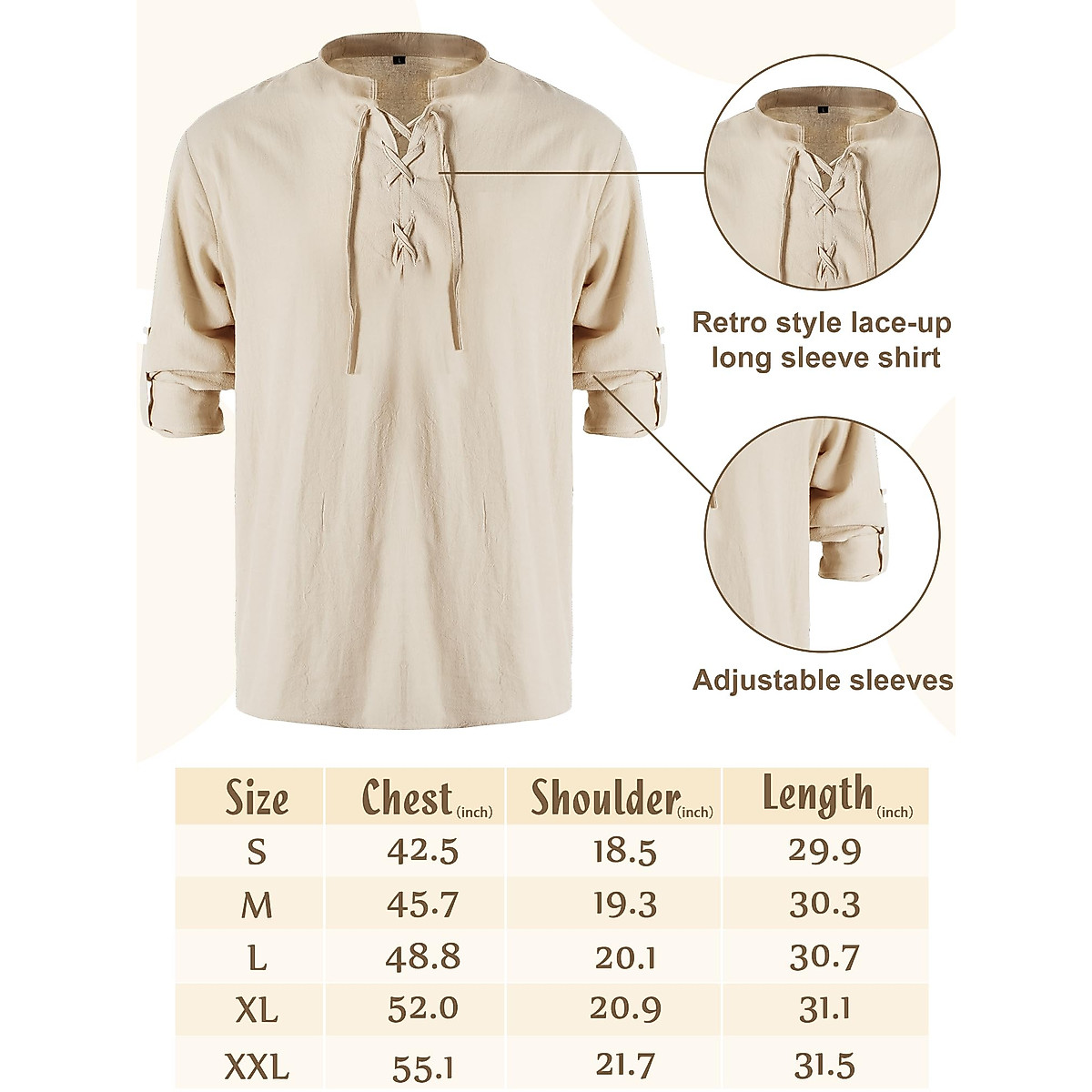 Jiuguva 4 Pcs Halloween Men's Renaissance Costume Set Medieval Pirate Shirt Ankle Banded Pants Viking Belt Accessories (Stylish Color,Small)