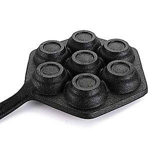 WUWEOT Nonstick Aebleskiver Pan, Cast Iron Takoyaki Griddle Stuffed Pancake Maker for Making Munk, Pancake Balls, Poffertjes, Puffs, Takoyaki, Banh Khot, Thai Kanom Krok (Dark Gray)