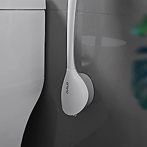 COOLHOOD Toilet Brush and Soft TPR Toilet Brush Toilet Bowl Brush with Holder Wall-Mounted Toilet Brush with Holder Bathroom Toilet Bowl Brush Set Cleaner White and Holder Set Cleaner Set of Two