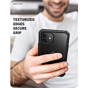 Clayco Forza Series Case for iPhone 12/12 Pro 6.1 inch (2020 Release), Built-in Screen Protector, Dual Layer Rugged Cover with Full-Body Soft TPU Bumper (Black)