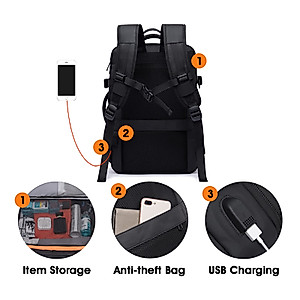 Petfu Travel Backpack 40L Carry on Backpack Flight Approved, Expandable Luggage Bags 17 Inch Laptop Backpack Anti-Theft Computer Backpack Weekender Bag Overnight Large Daypack