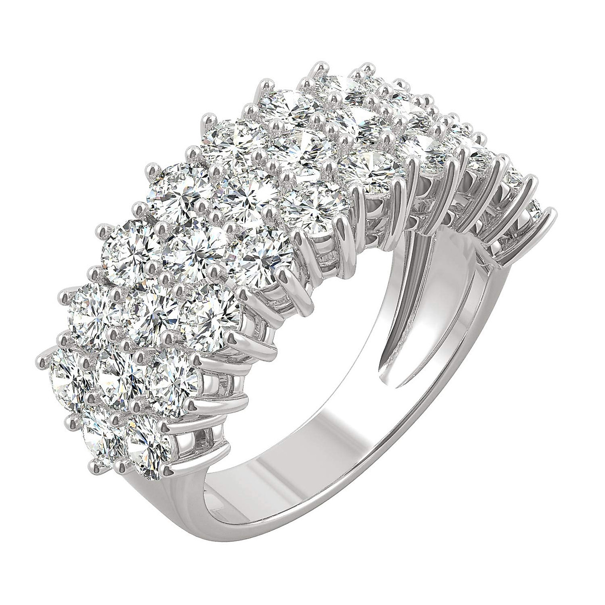 White Gold 3.0mm Moissanite by Charles & Colvard Round Three-Row Band Size 7 3.00cttw DEW